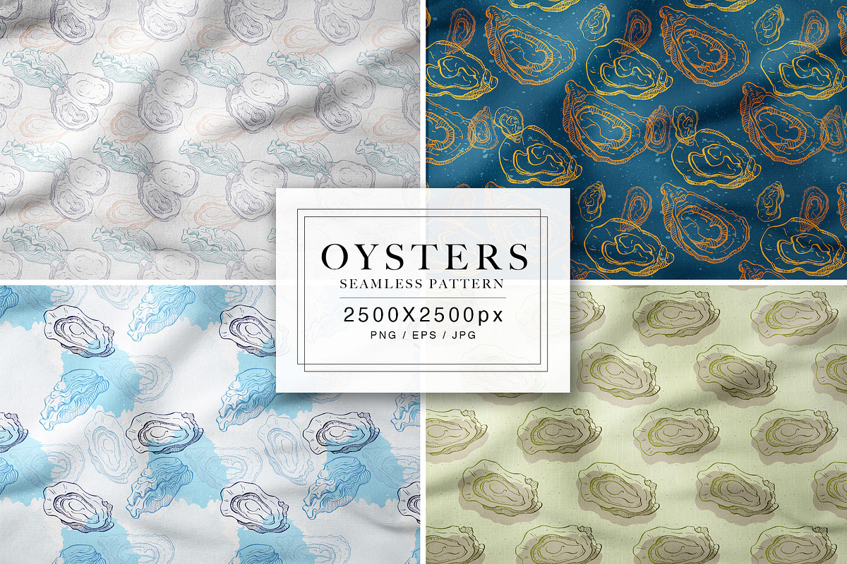 Oysters Seamless Patterns, a Pattern Graphic by Samira | Creative Market