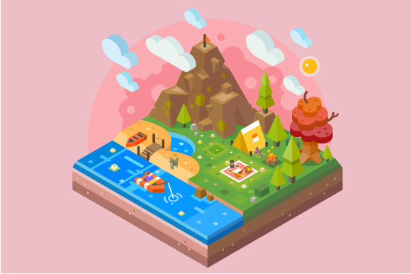 Nice Nature Isometric Scenery., an Illustration by TastyVector ...