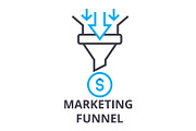 marketing funnel thin line icon, sign, symbol, illustation, linear ...