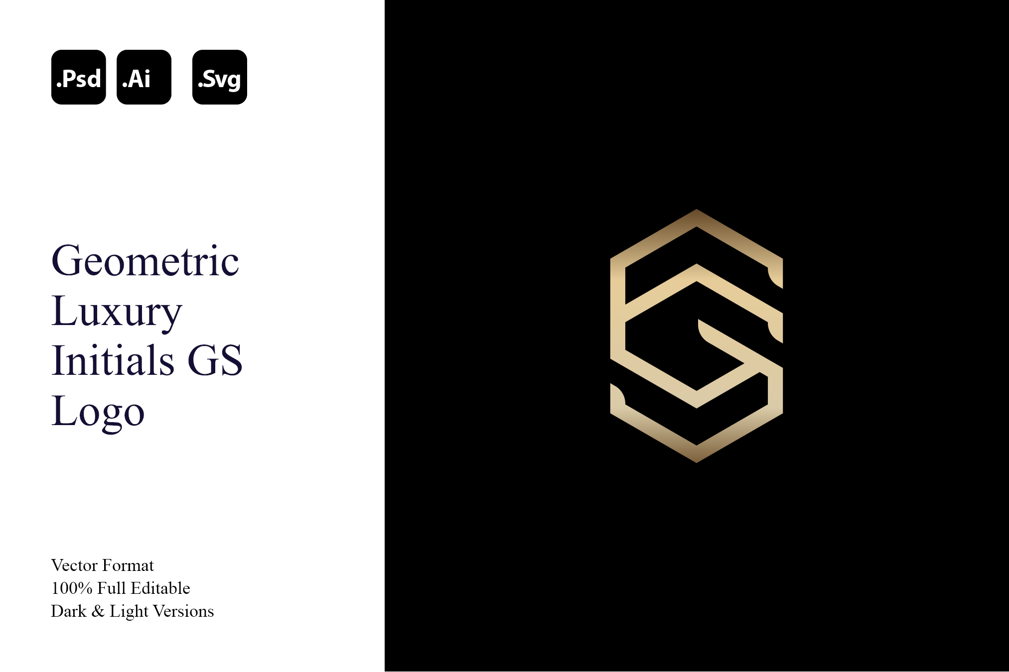 Geometric Luxury Initials GS Logo
