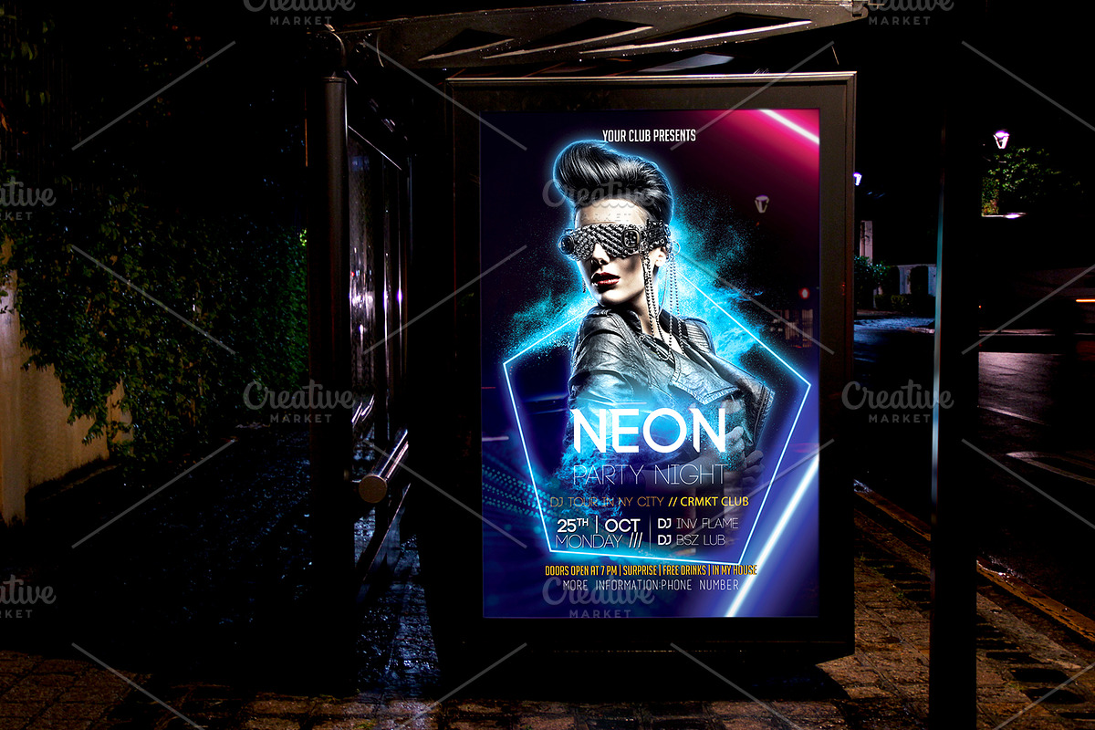 Neon Flyer Template, a Flyer Template by Basez Flyers