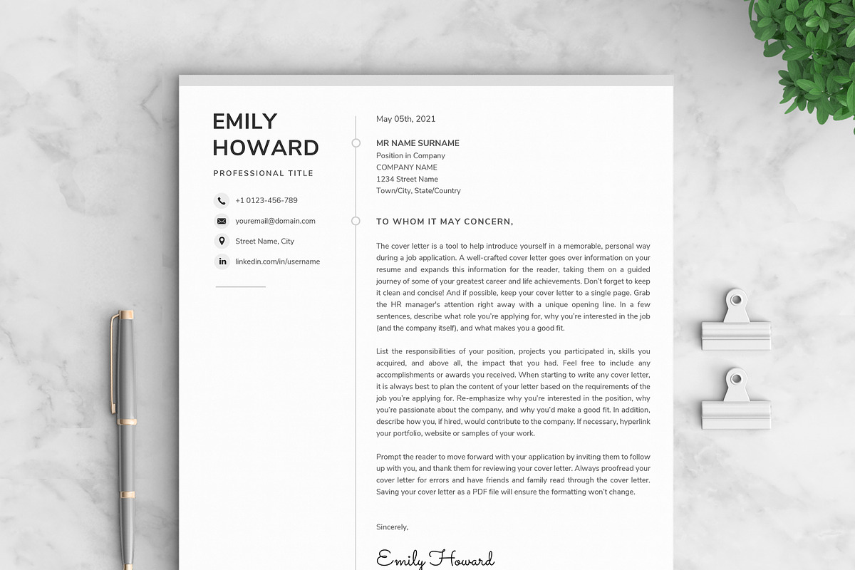 Resume/CV - The Howard, a Resume Template by CreativeLandStudio