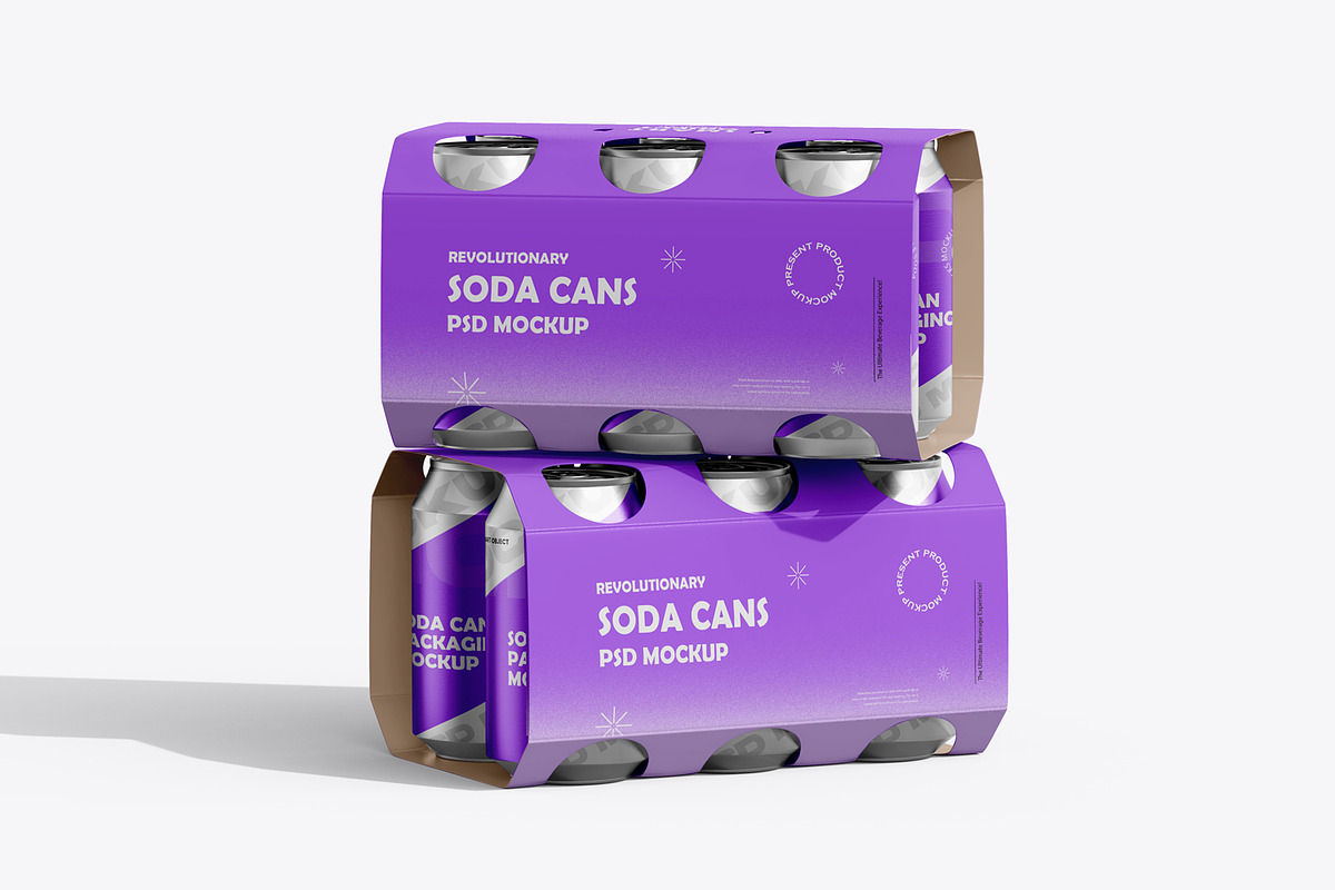 Soda Cans Six Pack Mockup, a Packaging Mockup by Ram Studio LLC