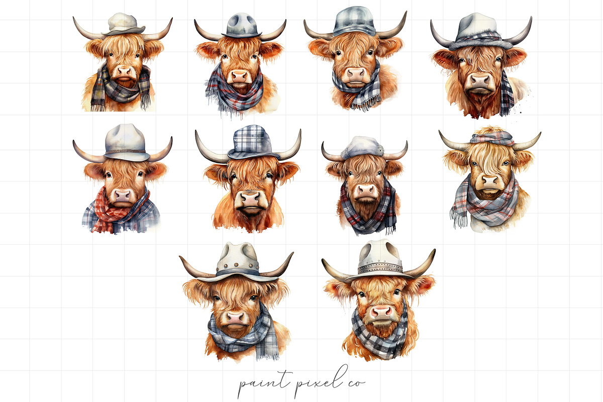 Highland Cow Mega Bundle, an Animal Illustration by PaintPixelCo