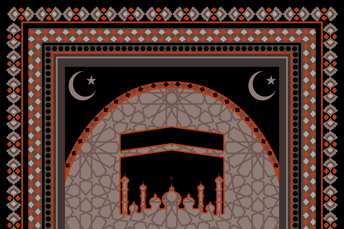 Islamic rug with Makkah