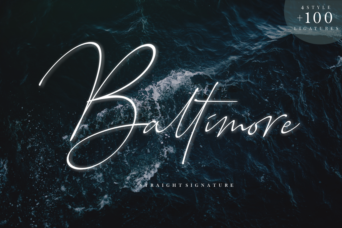 Baltimore - 4 Font Family, a Script Font by Sronstudio | Creative Market
