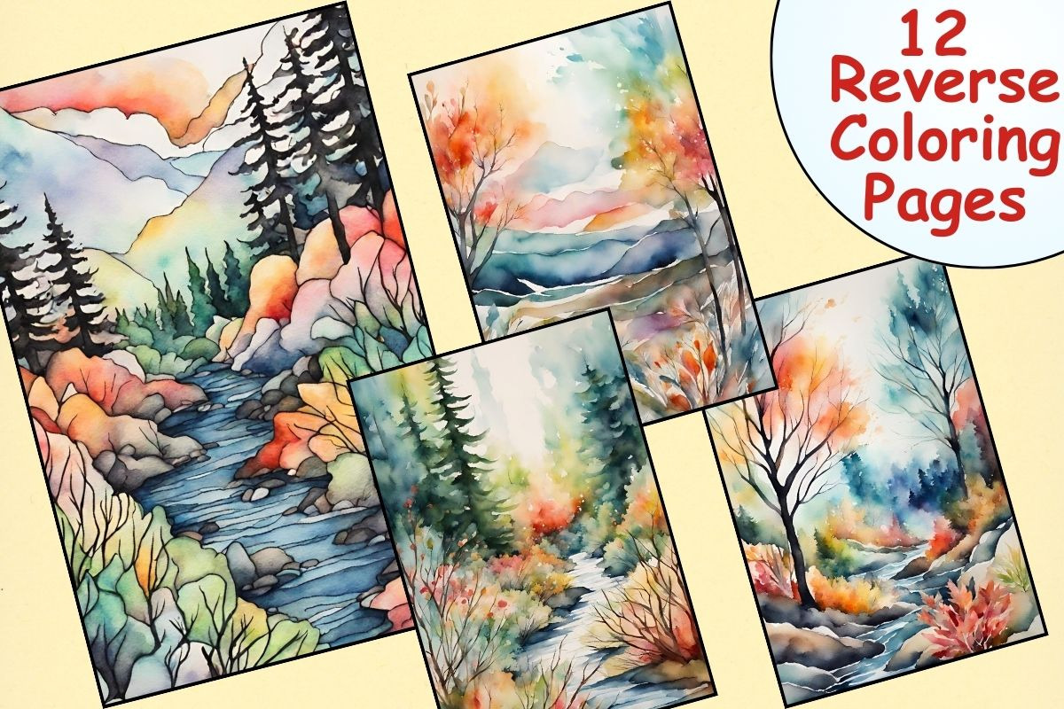 Nature Scenes Reverse Coloring Pages