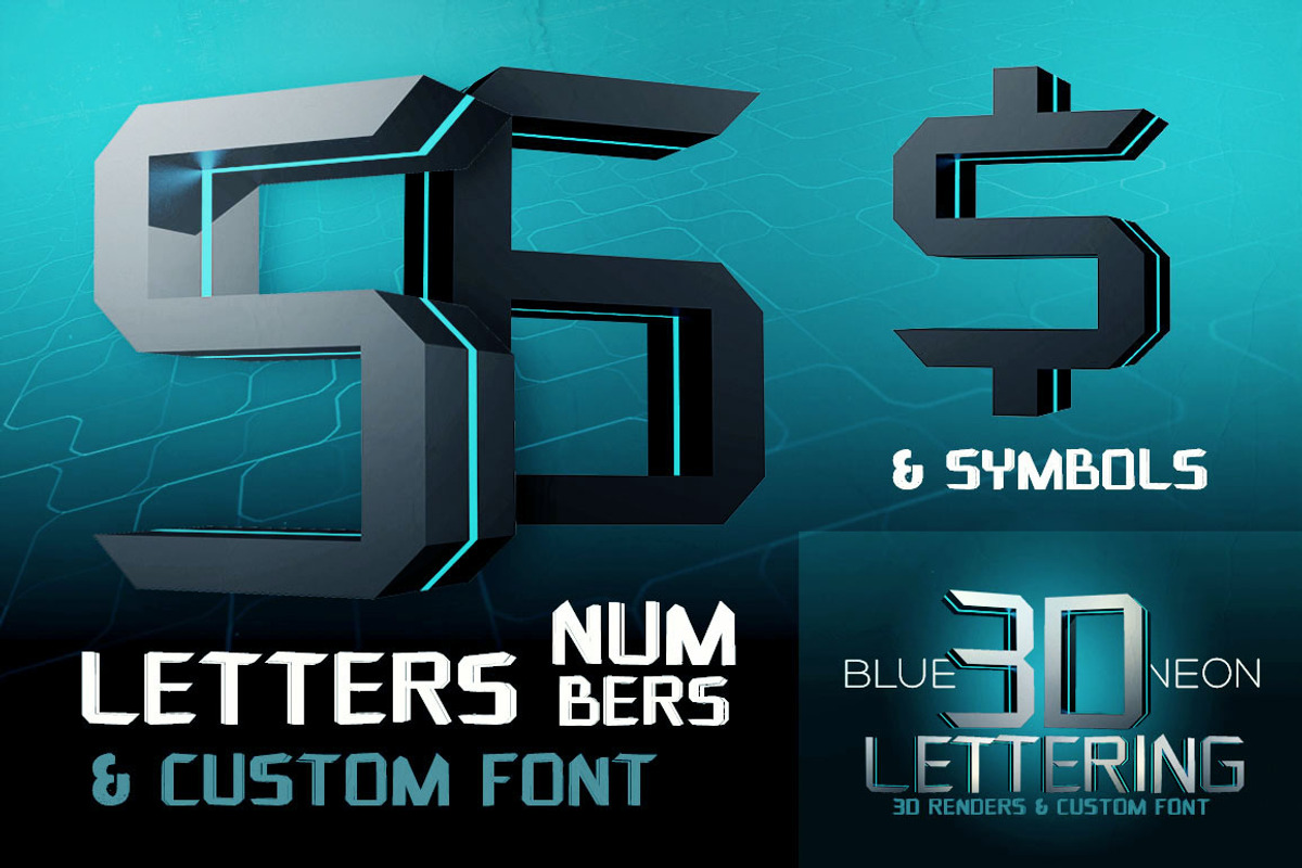 Blue Neon - 3D Lettering + Font, a Font by MIIM
