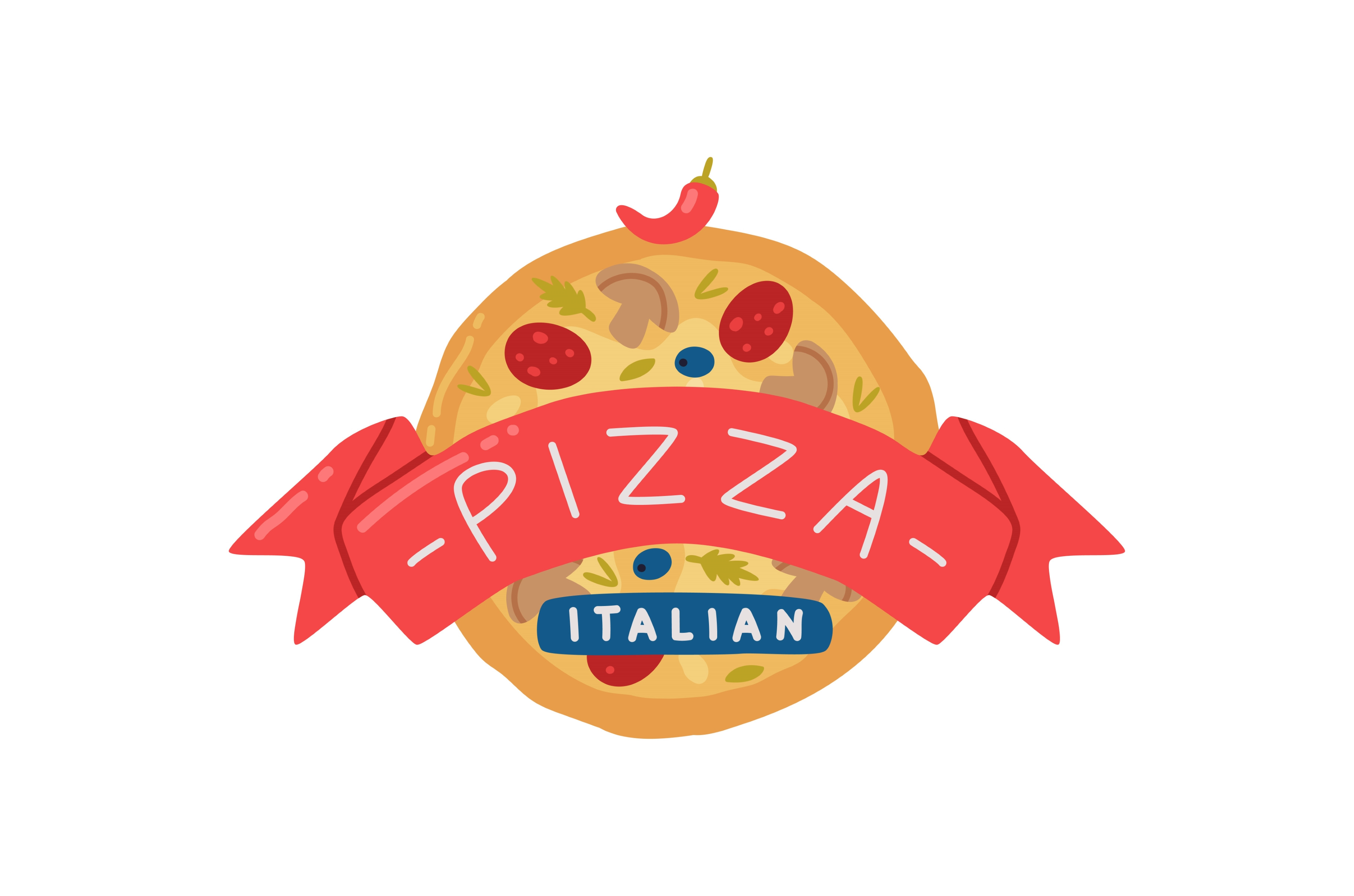 Appetizing Italian Pizza Label or, a Food Illustration by TopVectors