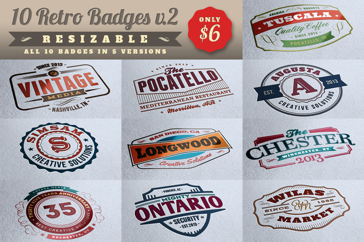 10 Retro Signs or Badges v.2 + Bonus, an Object Graphic by Cruzine
