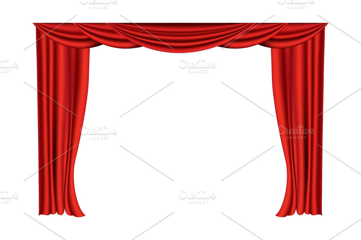 Red curtains realistic, a Decorative Illustration by Things for designers
