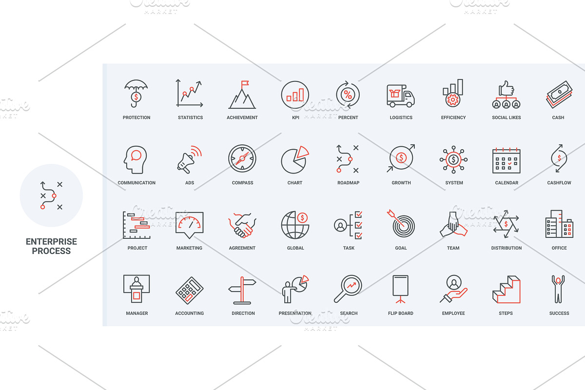 Business process marketing icons, an Object Illustration by Lemberg Vector