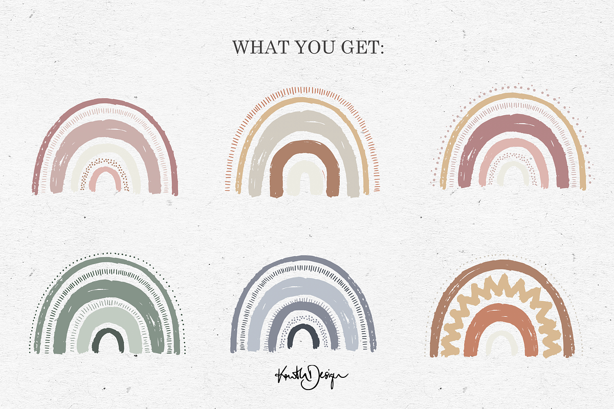 BOHO RAINBOW BUNDLE VECTOR + PNG, an Illustration by KruthDesign