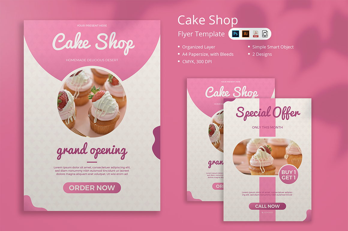 Cake Shop Flyer, a Flyer Template by Attype | Creative Market