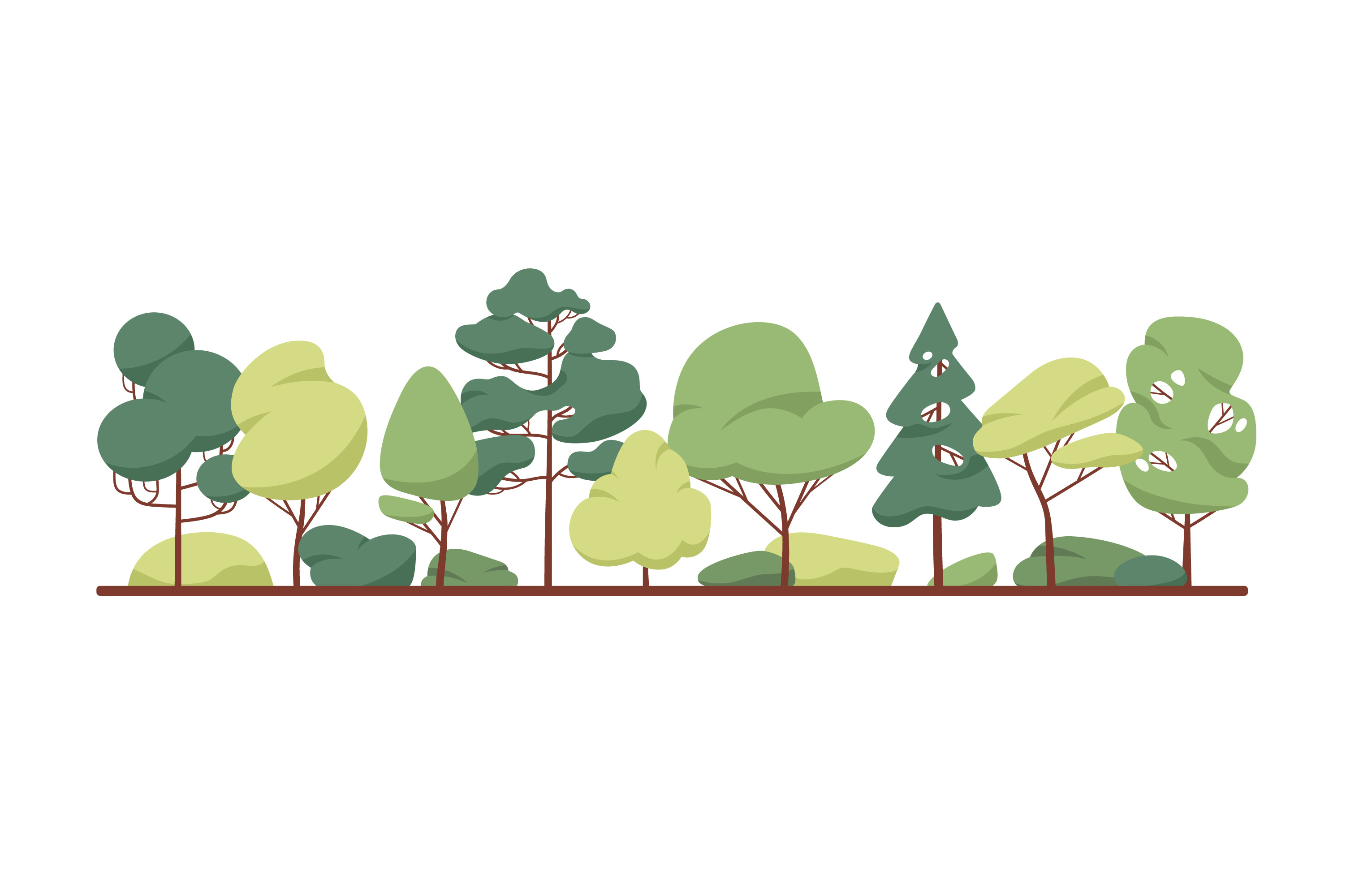 Green forest trees border, an Illustration by Good Studio