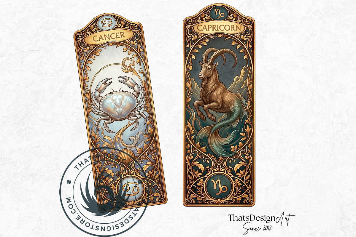 Art Nouveau Zodiac Panels Cliparts