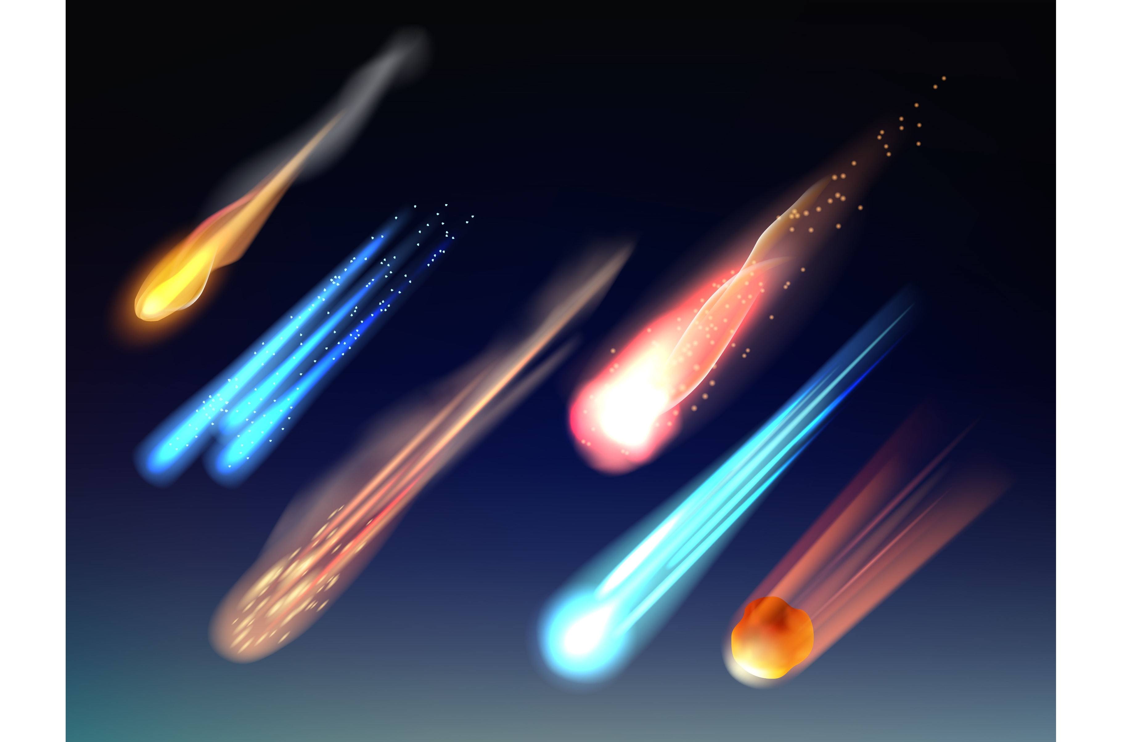 Falling comets. Astronomy collection, a Background Graphic by Onyx