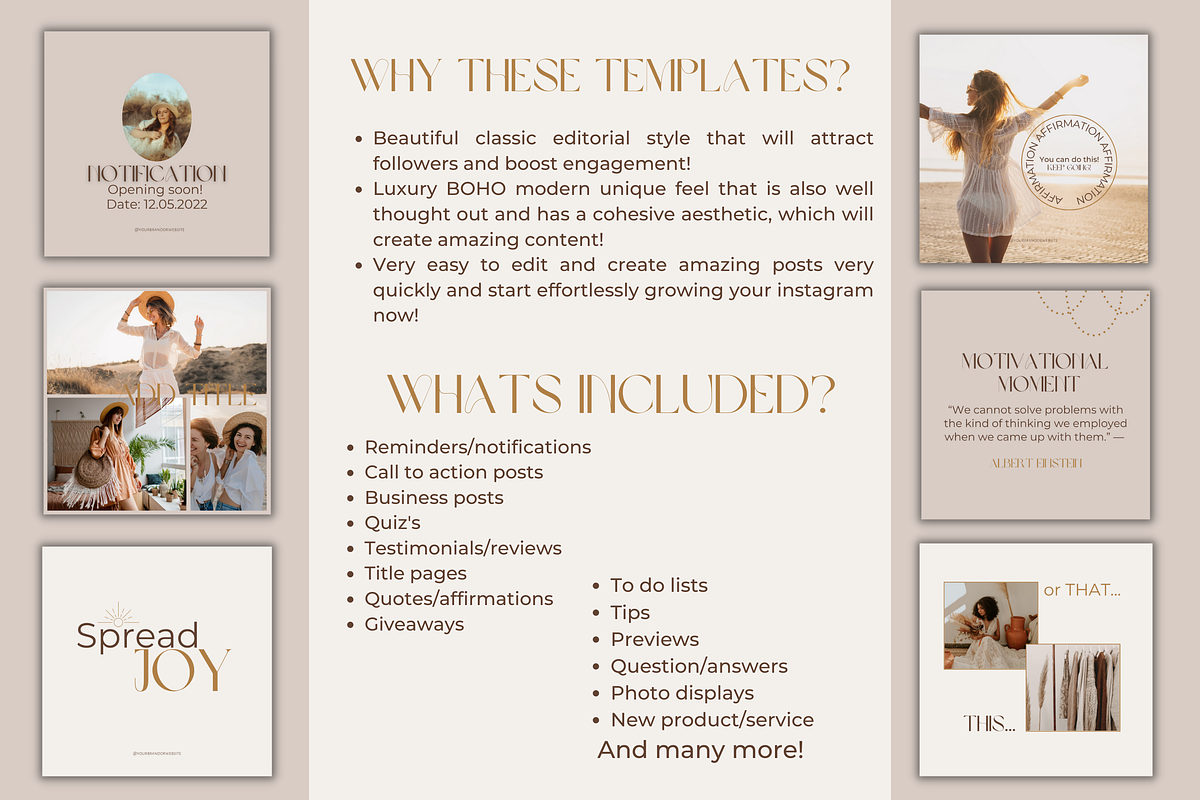Boho Chic Minimal Instagram Templates