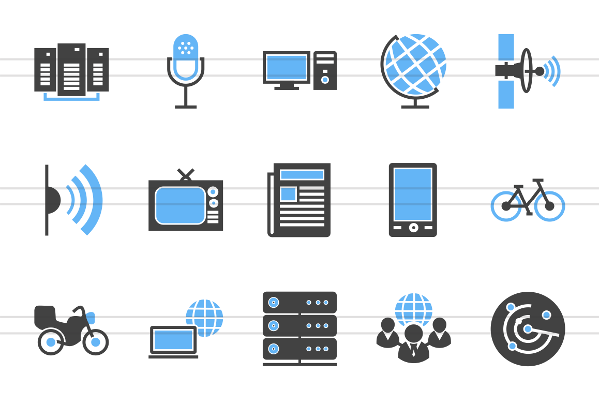 40 Communication Blue & Black Icons, an Icon by IconBunny