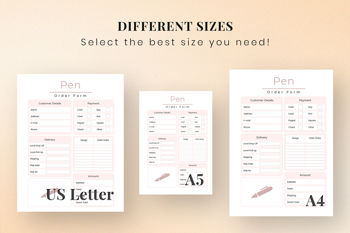 Pen Order Form Printable