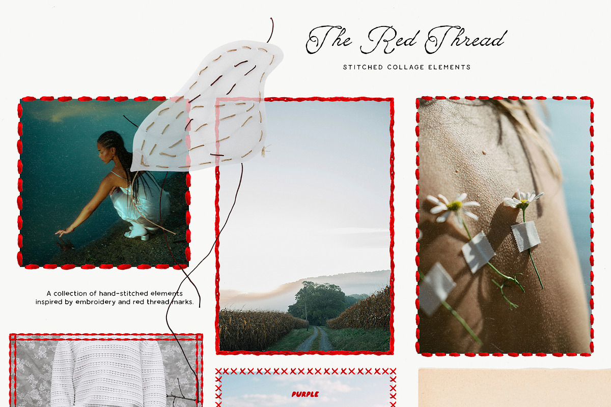The Red Thread: Stitched Collage