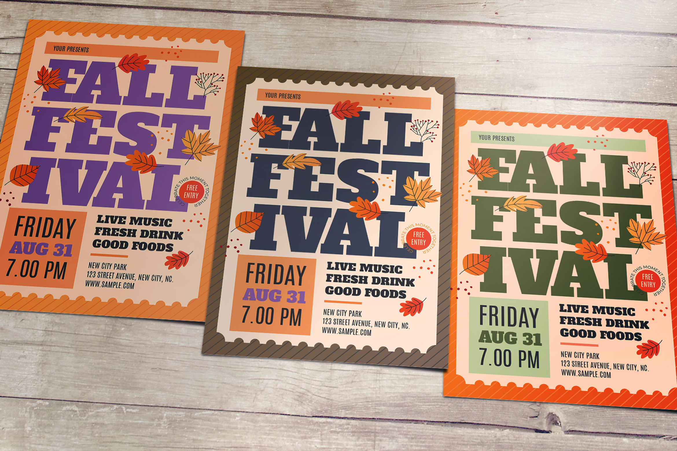Fall Festival 3 Colors Template Set