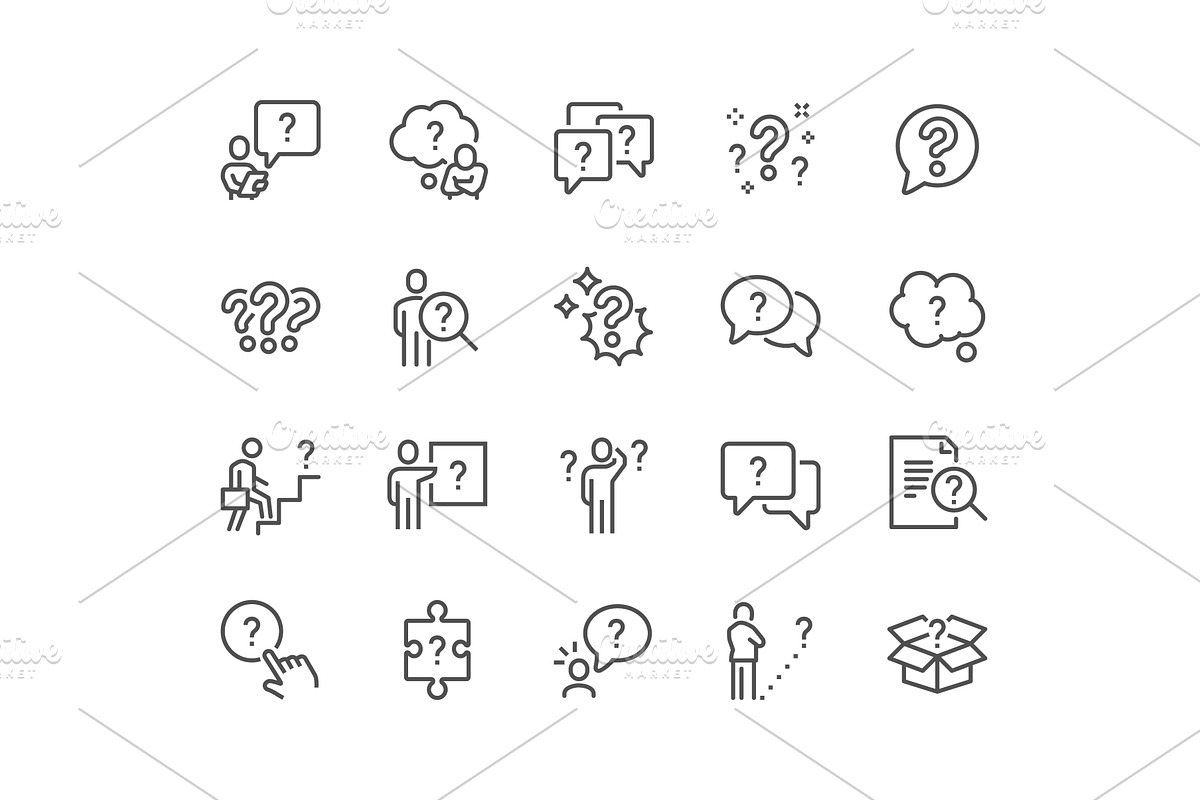 Line Question Icons, a Person Illustration by Davooda
