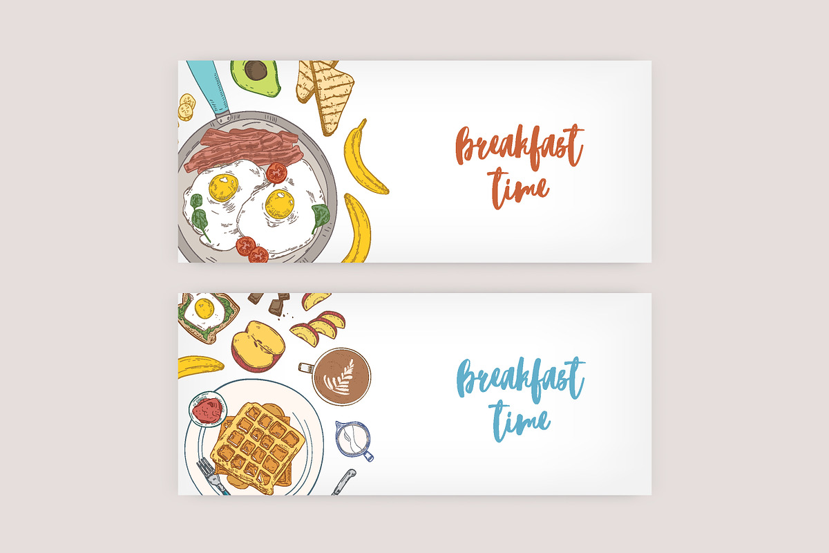 Breakfast backgrounds and banners, a Decorative Illustration by Good Studio
