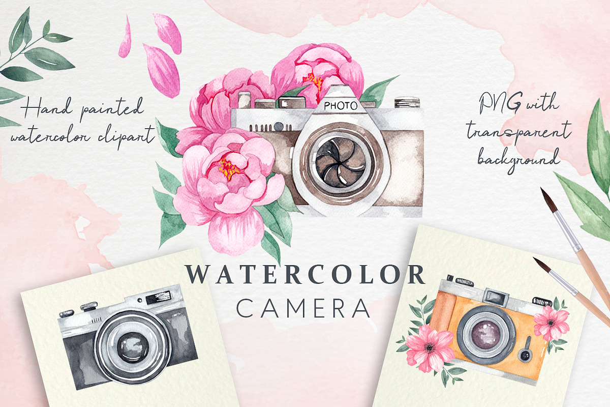 Watercolor Camera Clipart. Part I., an Illustration by Ooh Lily