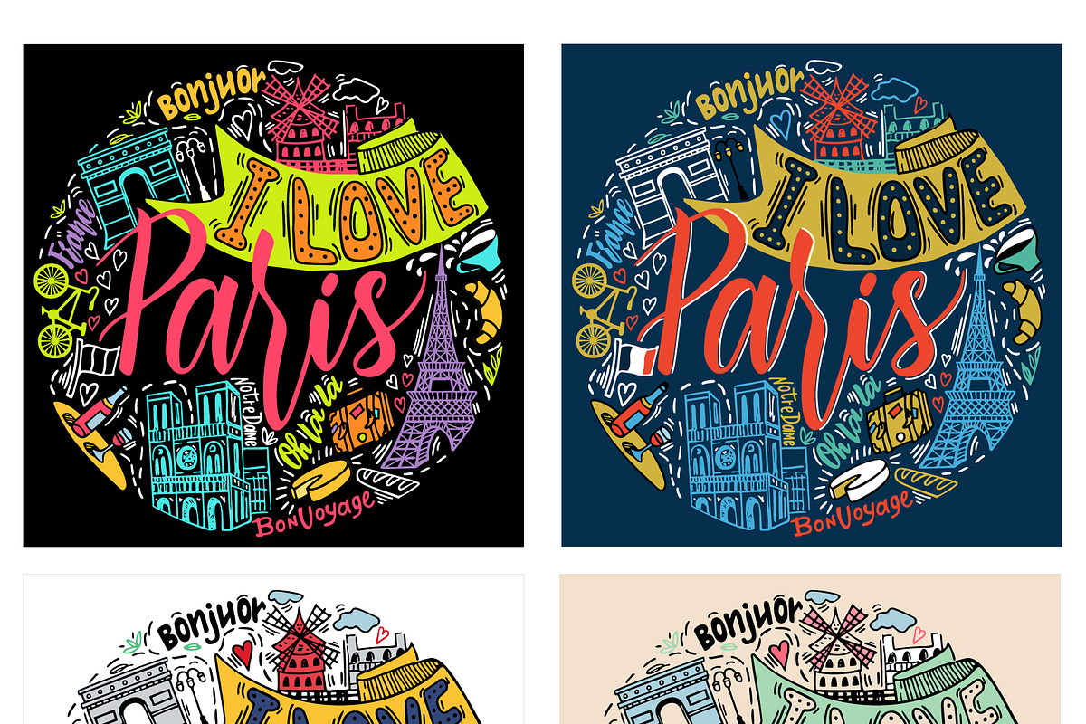 Love Paris. Modern lettering design, an Illustration by Live line ...