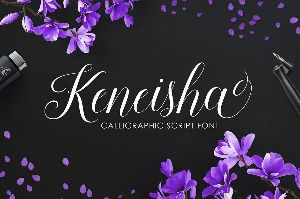 Keneisha Script, a Script Font by Seniors