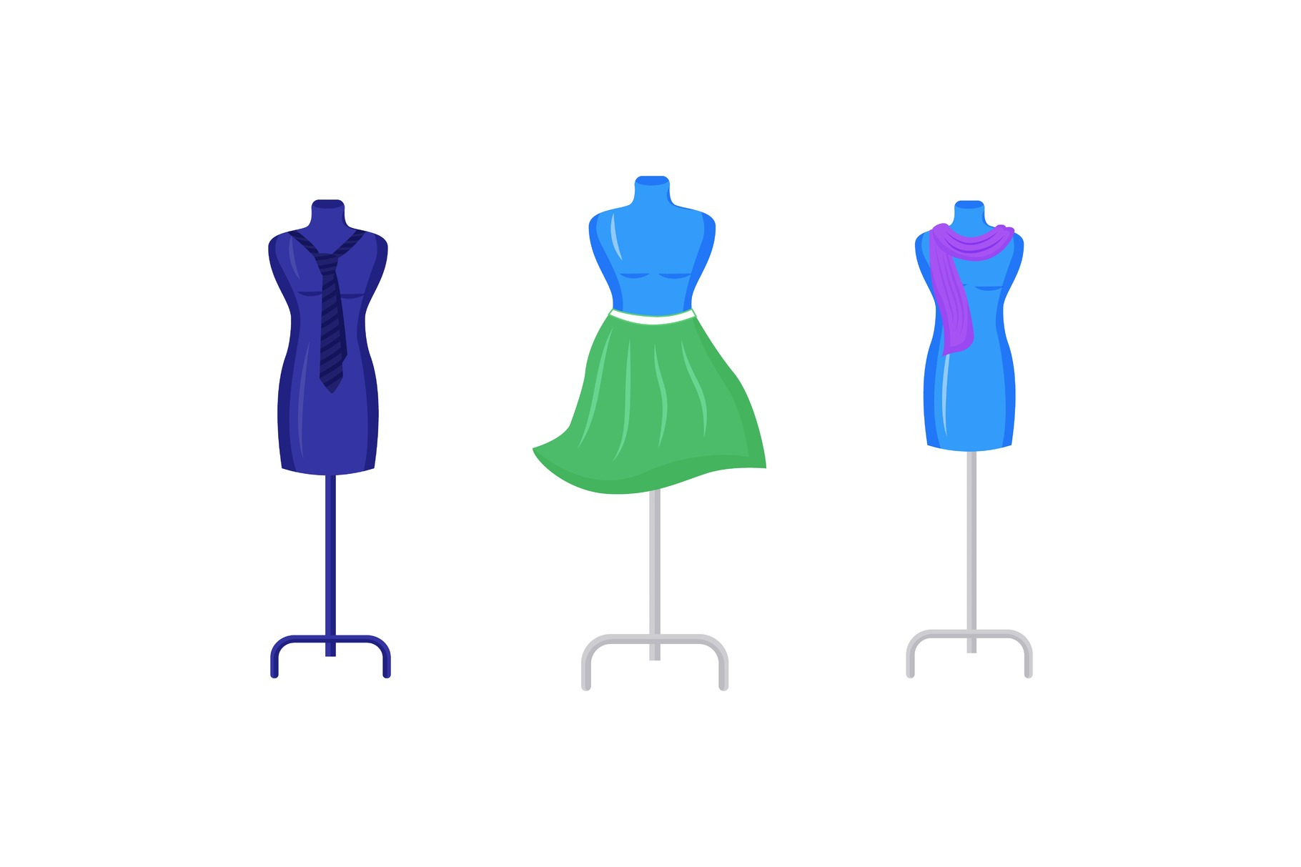 Mannequins with garment object set | Object Illustrations ~ Creative Market