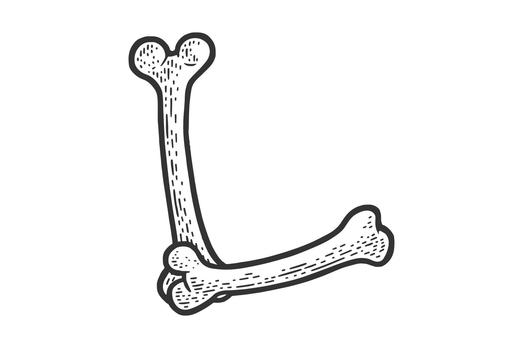 letter L made of bones sketch vector