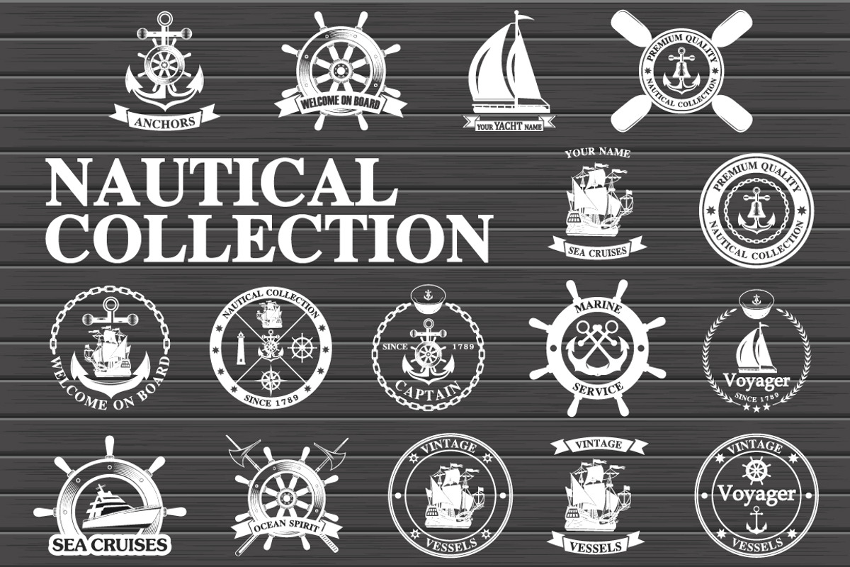 Set of vintage nautical labels, a Graphic by Tomass2015