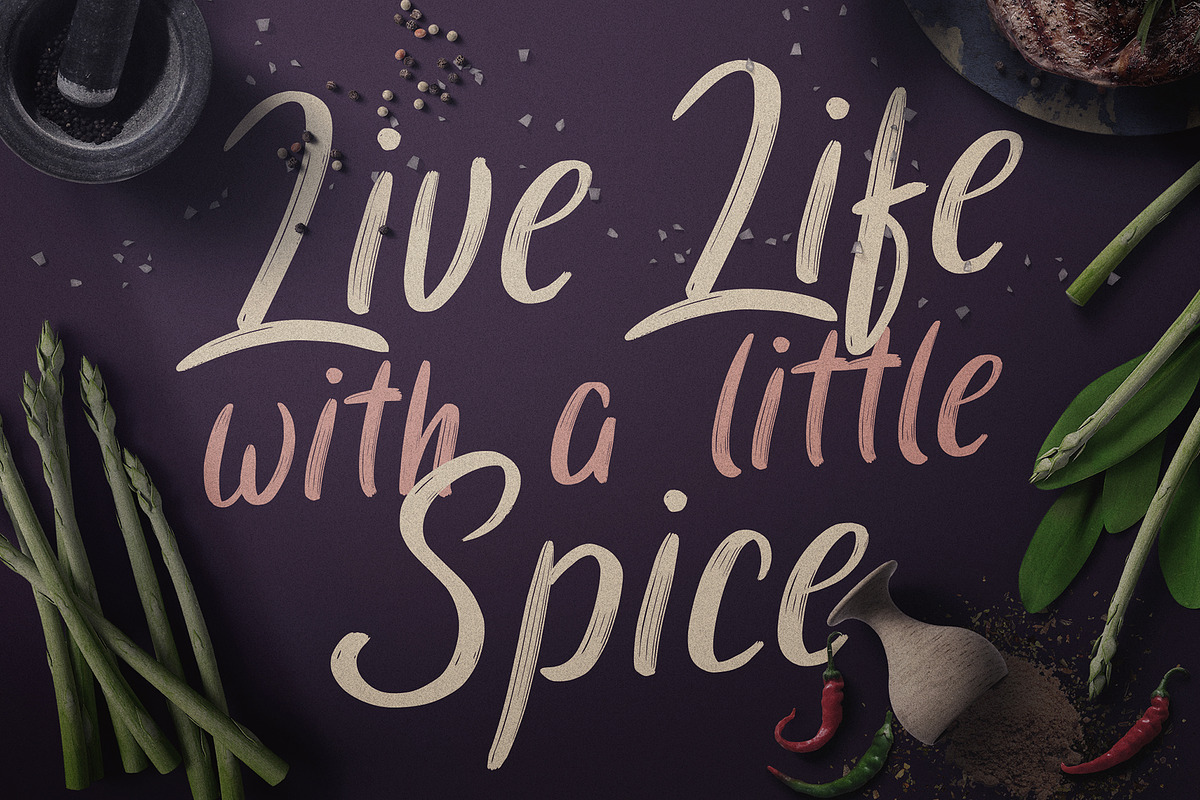 Spicy Taste typeface, a Script Font by Vozzy Fonts & Graphocs