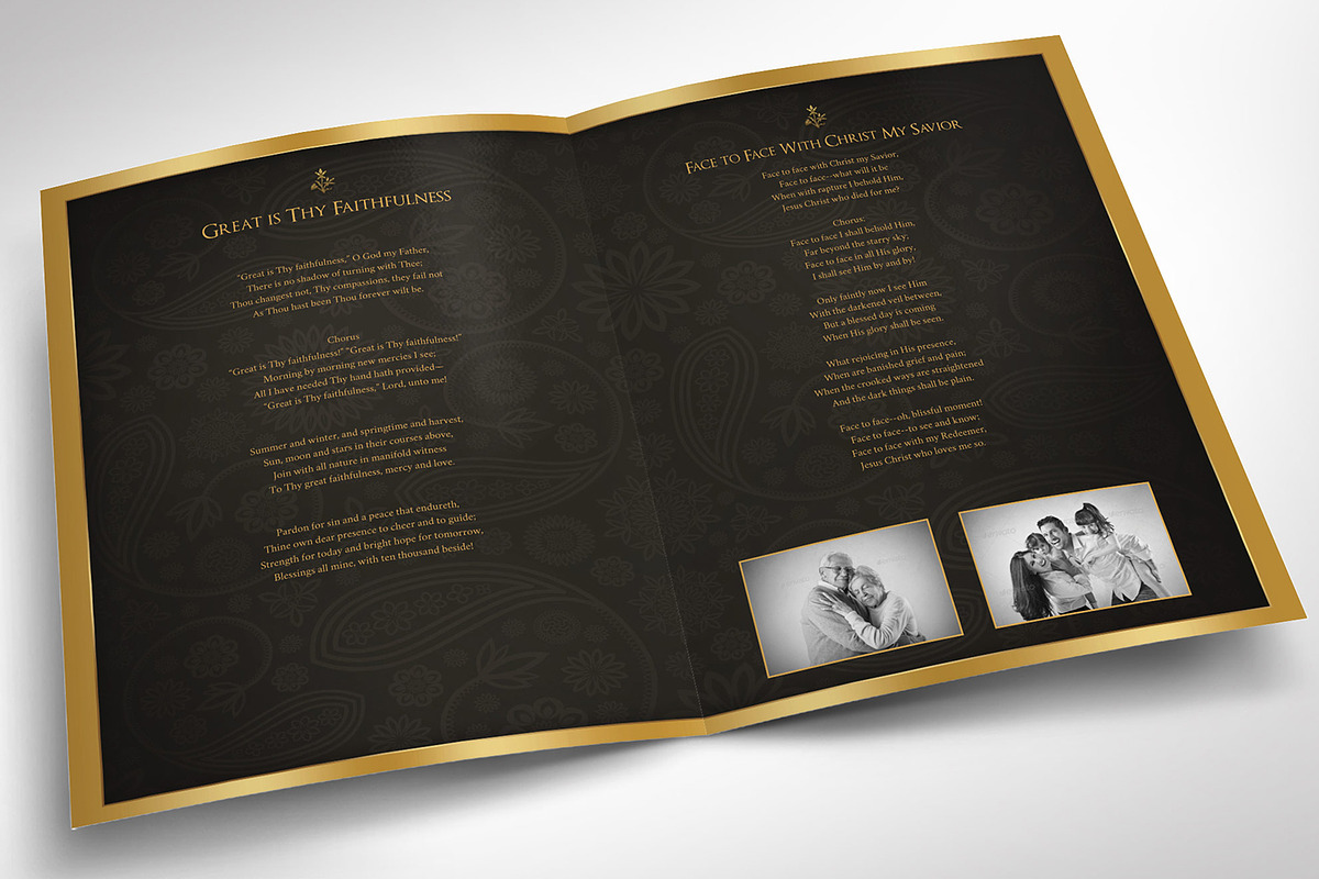 Black Gold Funeral Program Large PSD, a Brochure Template by Godserv ...