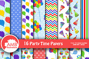 Birthday Party Papers AMB-1237, a Pattern Graphic by AMBillustrations