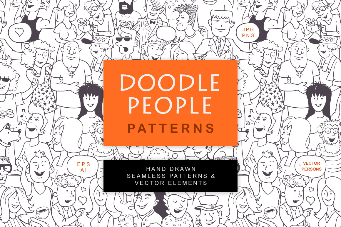 Doodle People Pattern Set, a Pattern Graphic by Savgraf