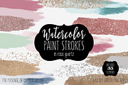 Watercolor Brush Strokes & Rose Gold, a Texture Graphic by ClipartBrat ...