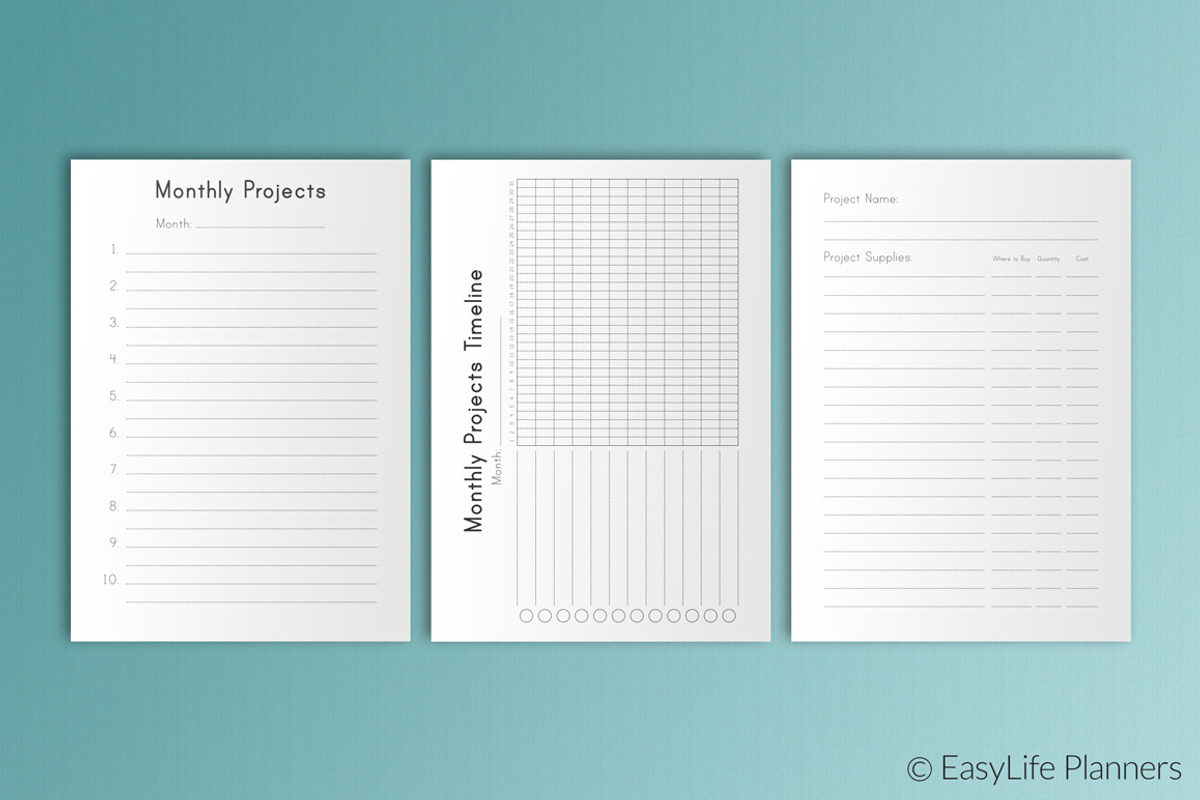 Project Planner A5 Printable PDF, a Templates & Theme by EasyLifePlanners