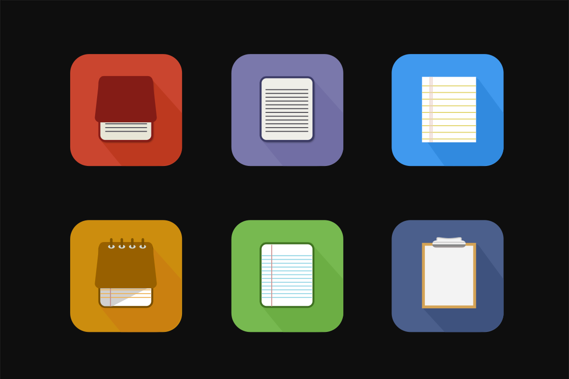 6 Colorful Notepad Icons, an Outline Icon by Creative VIP