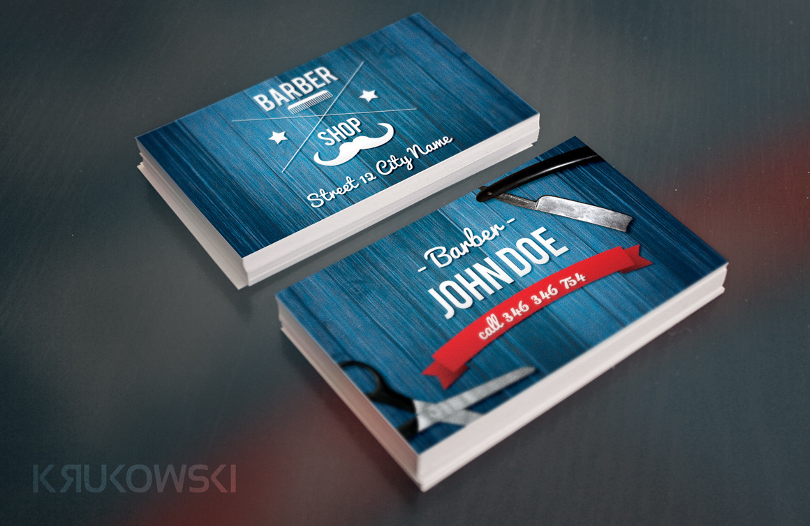 Barber Business Card Template, a Business Card Template by Krukowski ...