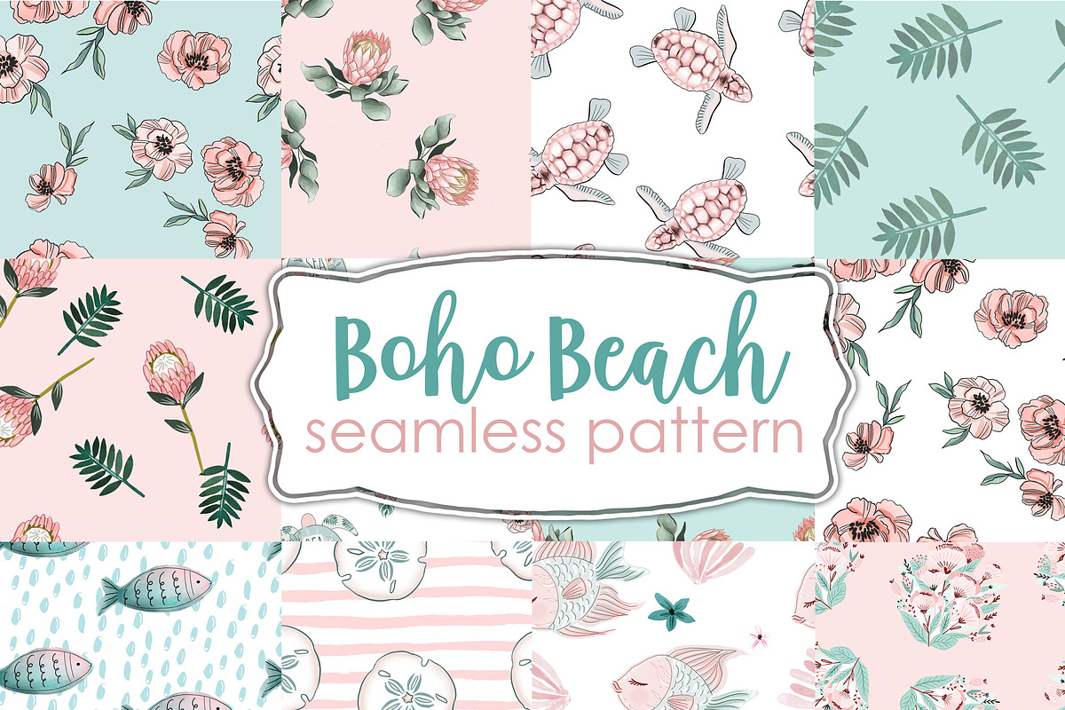 Boho beach seamless patterns, a Pattern Graphic by Rosabebe