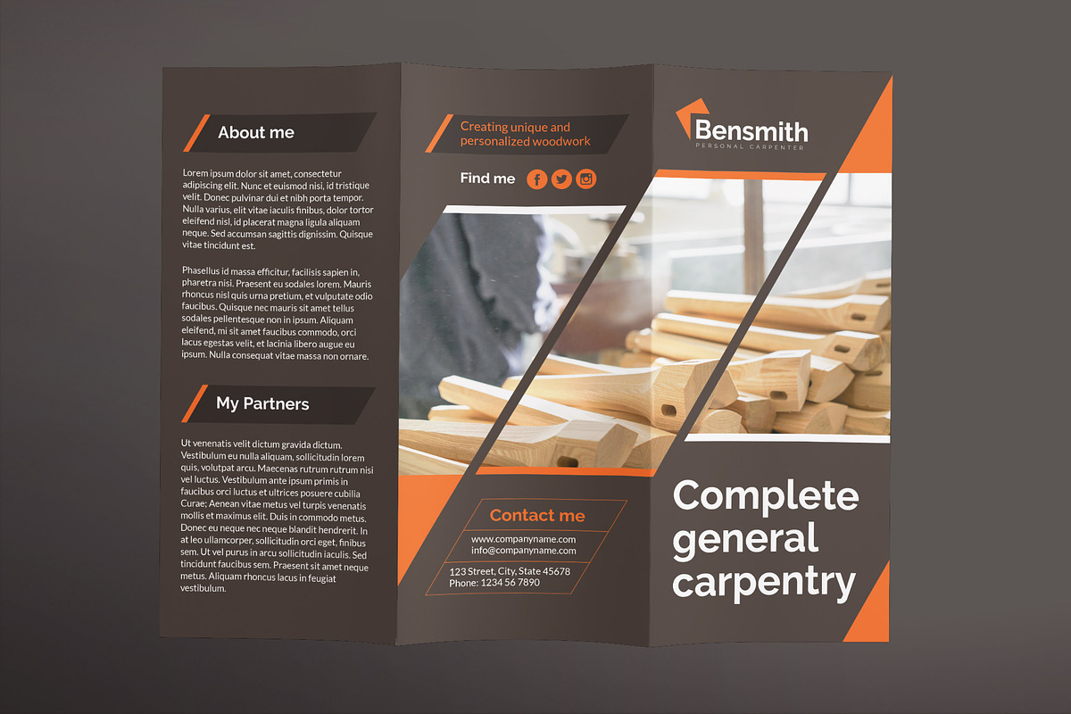 Carpenter Brochure Trifold, a Brochure Template by TemplatesNow!