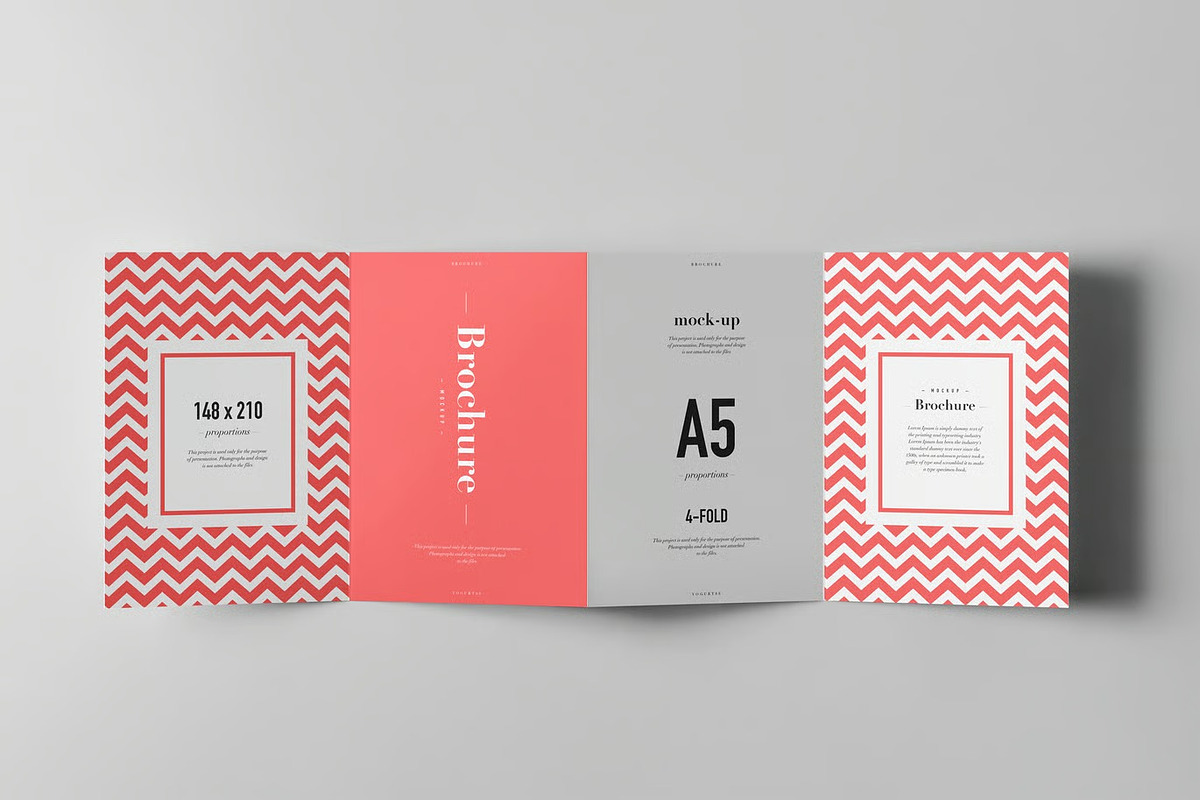Four Fold A5 Brochure Mockup