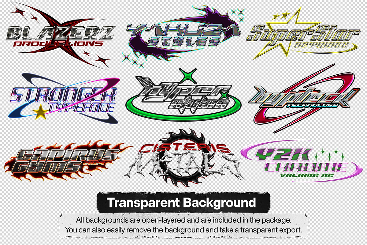 Y2K Chrome Text Effects, a Layer Style Add-On by Hyperpix Productions