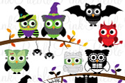 Happy Halloween Owl Clipart & Vector, an Animal Illustration by PinkPueblo