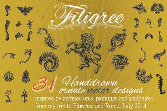 Filigree complete set, an Object Graphic by SteveKnerem | Creative Market