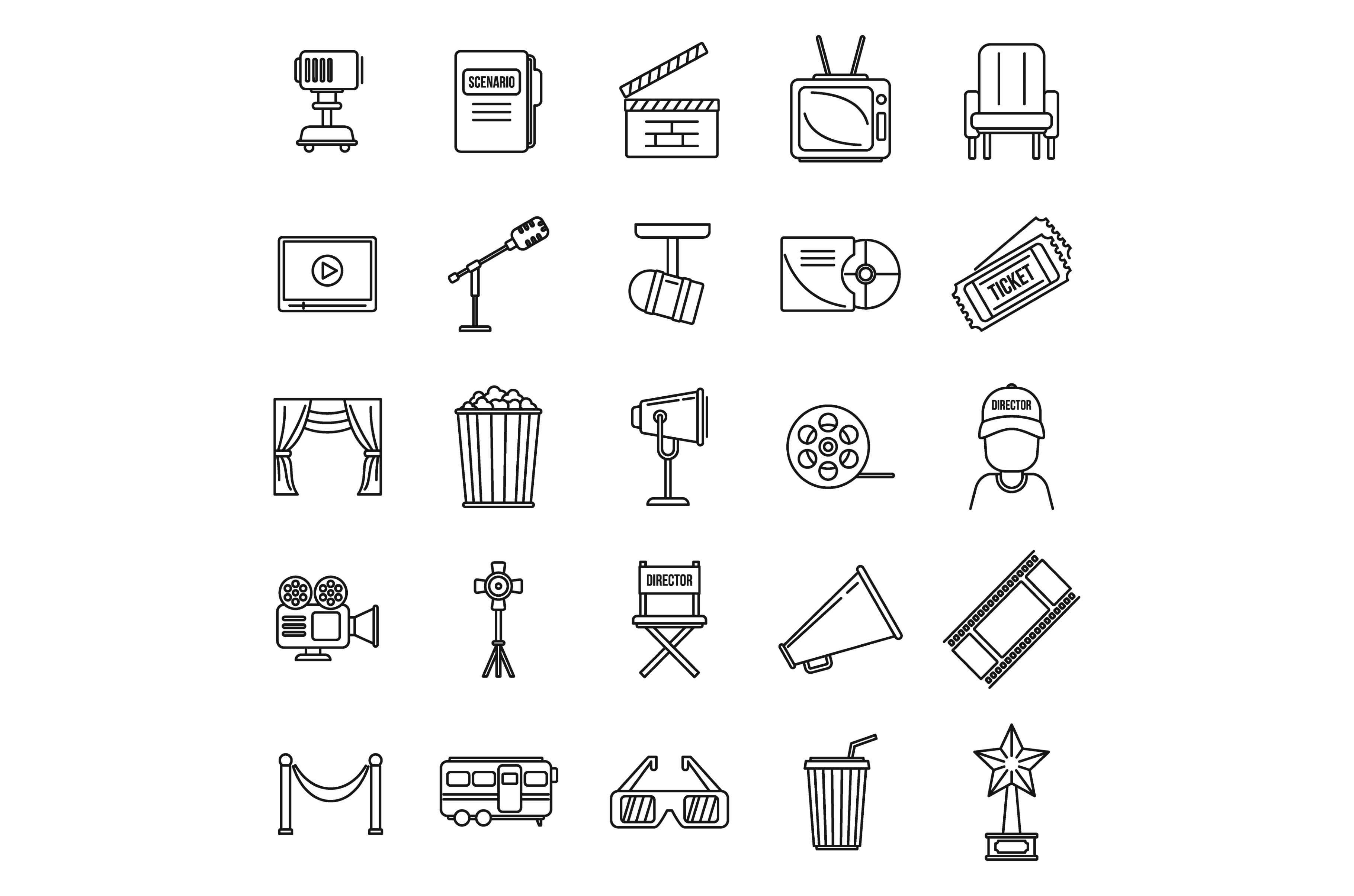 Studio stage director icons set, a Technology Illustration by ...