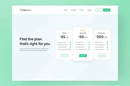 Web Pricing Plan Section Template | Landing Page Templates ~ Creative ...
